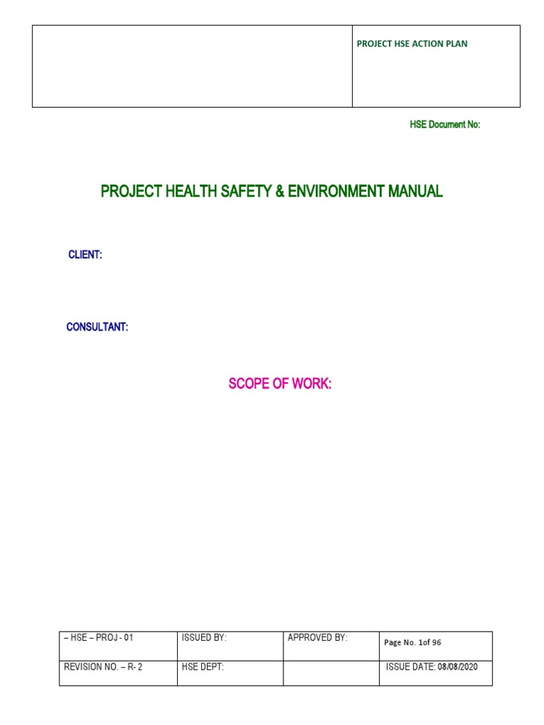 Project Health Safety & Environment Manual: Scope of Work | Download ...