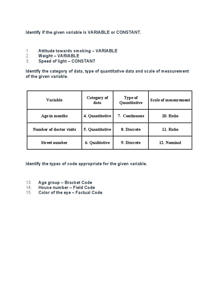 Variable and Constant Identification Guide | PDF