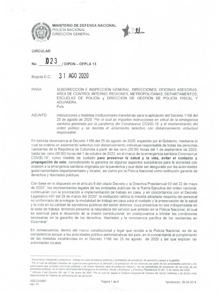 Circular 023 DIPON Del 310820 PDF | PDF