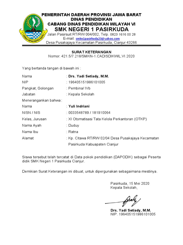 Surat Keterangan PKH | PDF