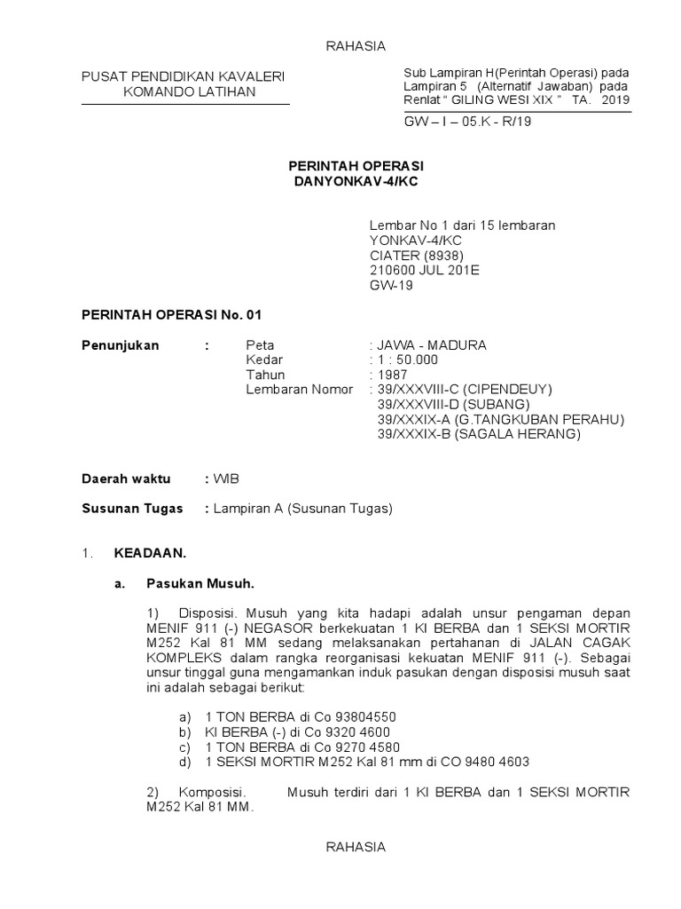Perintah Operasi Danyonkav | PDF