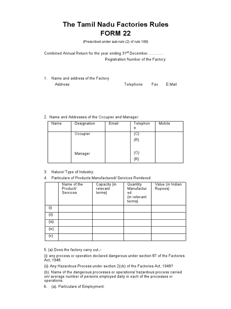 Form 22 - Combined Annual Return | PDF | Employment | Salary