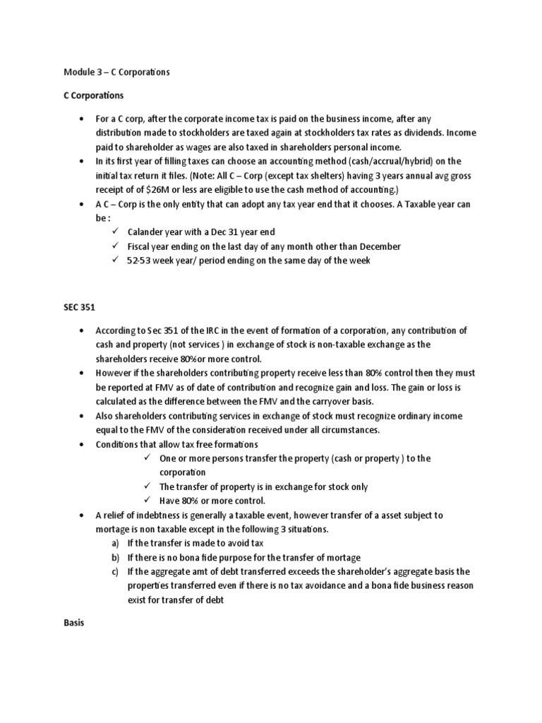 C-Corp Tax Return and Consolidated Returns | PDF | Tax Deduction ...