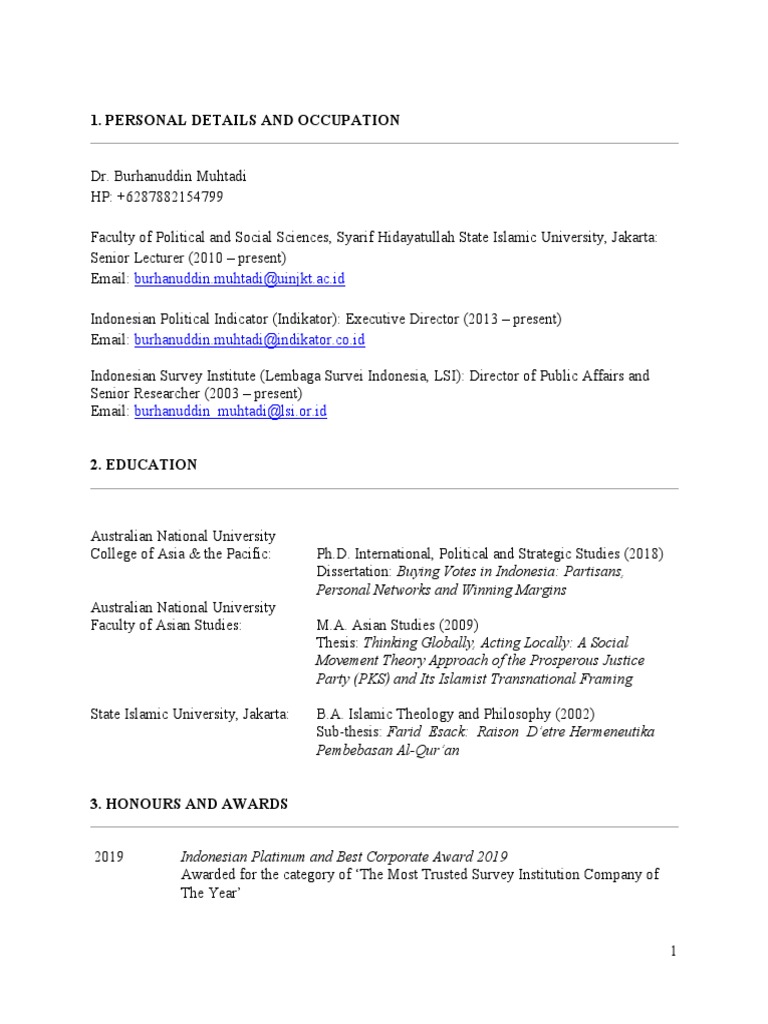Dr. Burhanuddin Muhtadi's Profile | PDF | Postgraduate Education ...