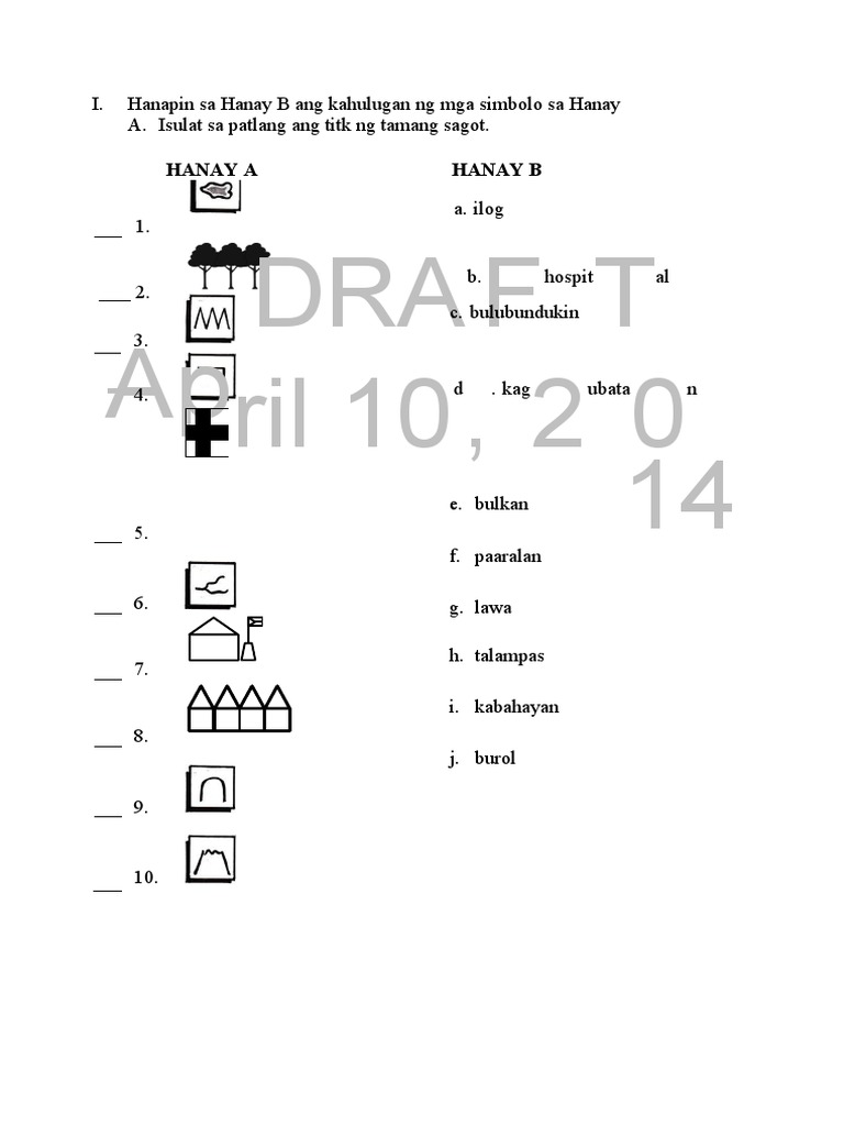 Hanapin Sa Hanay B Ang Kahulugan NG Mga Simbolo Sa Hanay | PDF