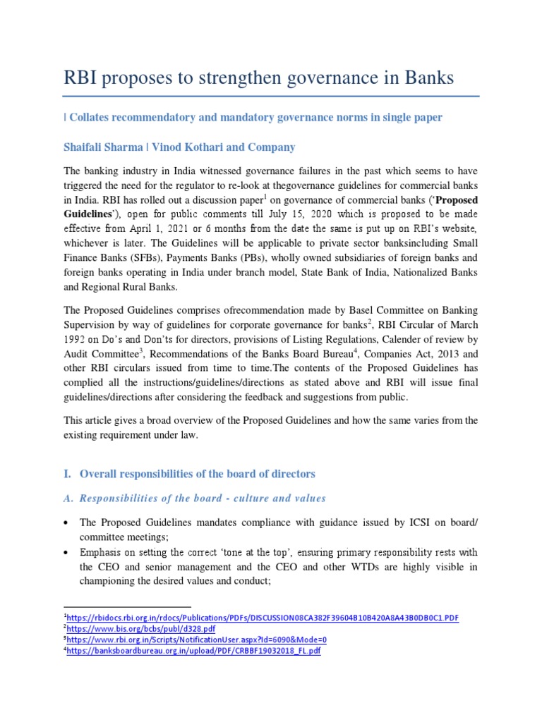 RBI Proposes To Strengthen Governance in Banks1 | PDF | Internal Audit ...