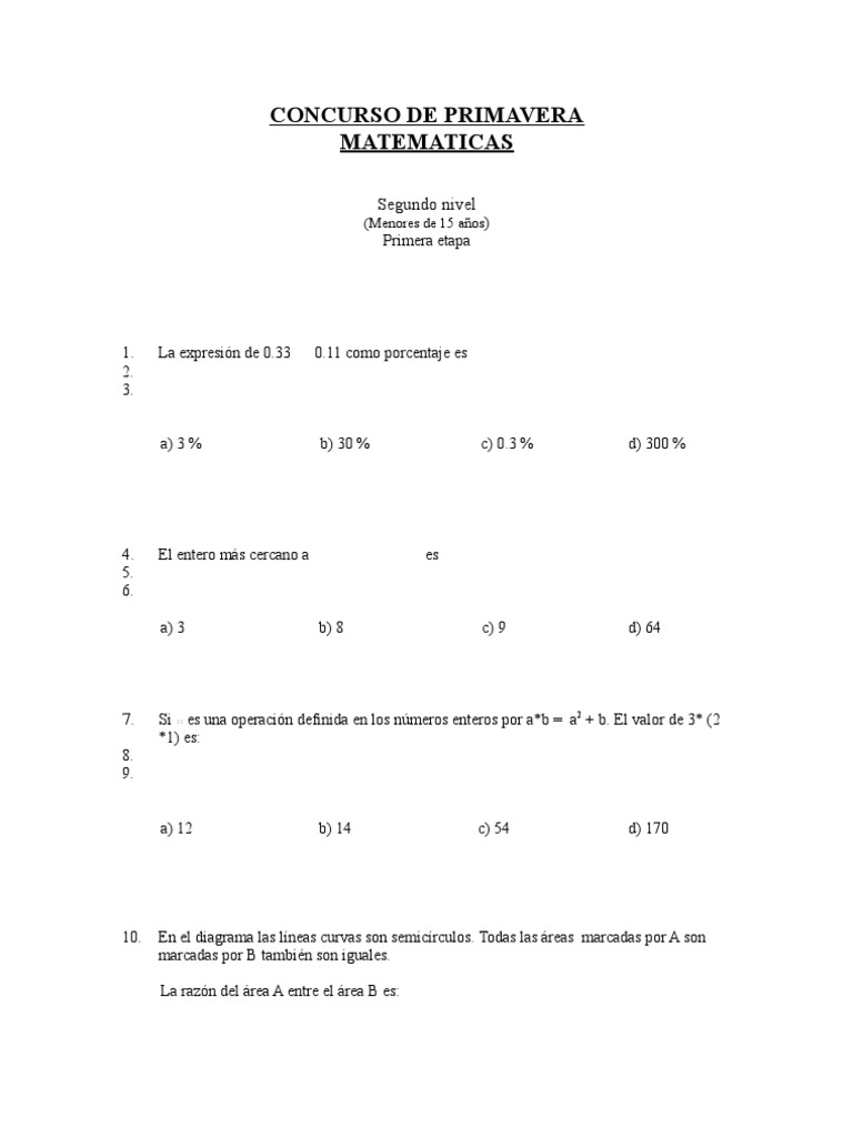 Concurso Matemático para Menores de 15 Años | PDF | Triángulo | Matemática Elemental