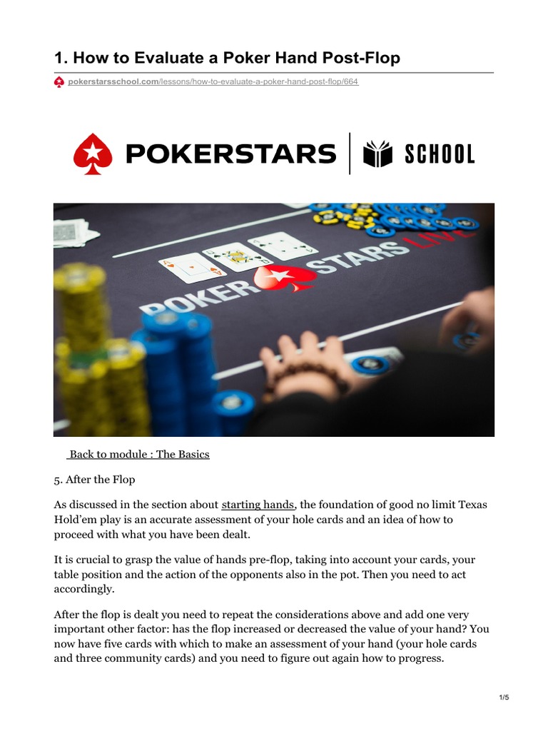 The Basics - 5 After The Flop - 1 How To Evaluate A Poker Hand Post ...
