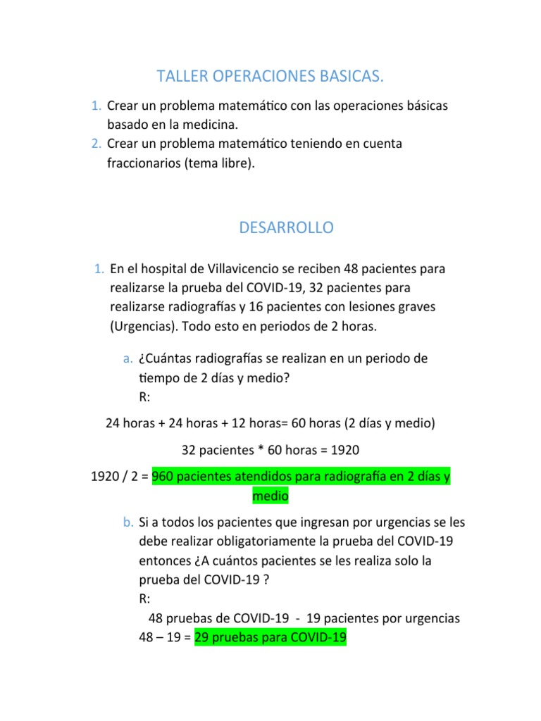 Taller Operaciones Basicas | PDF | Métodos y materiales de enseñanza
