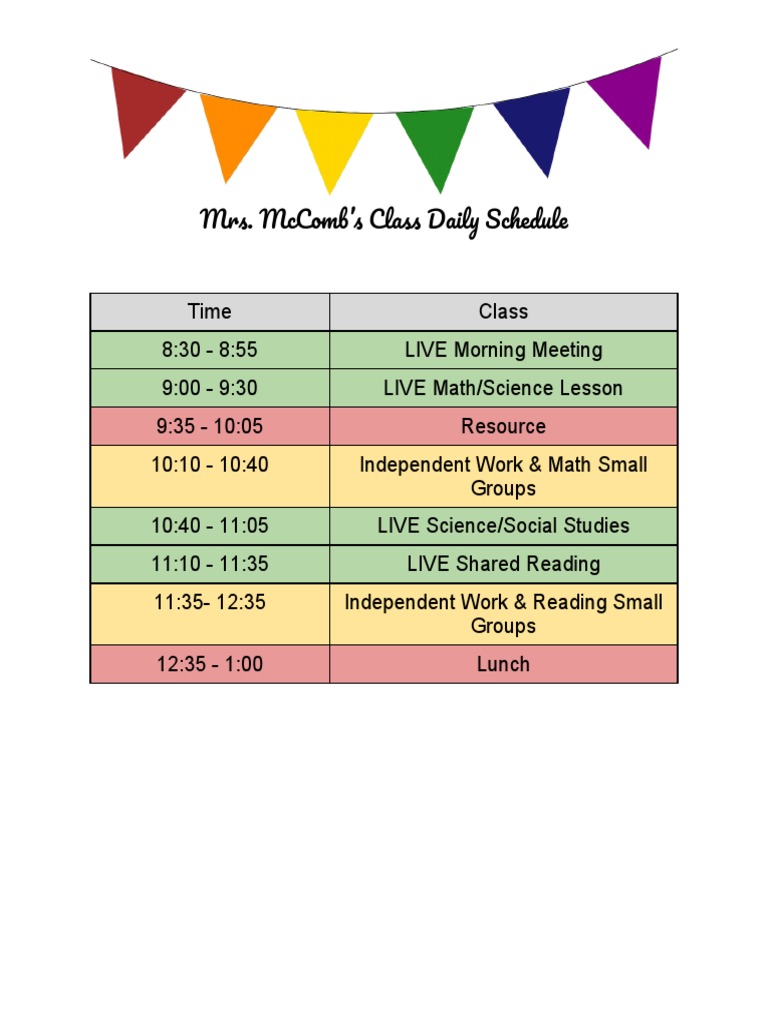 Virtual Daily Schedule | PDF