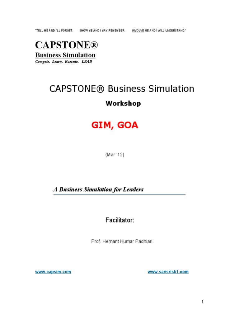 CAPSTONE® Business Simulation | PDF | Inventory | Demand