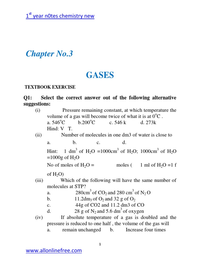 Gases: Properties and Laws in Chemistry | PDF | Gases | Mole (Unit)