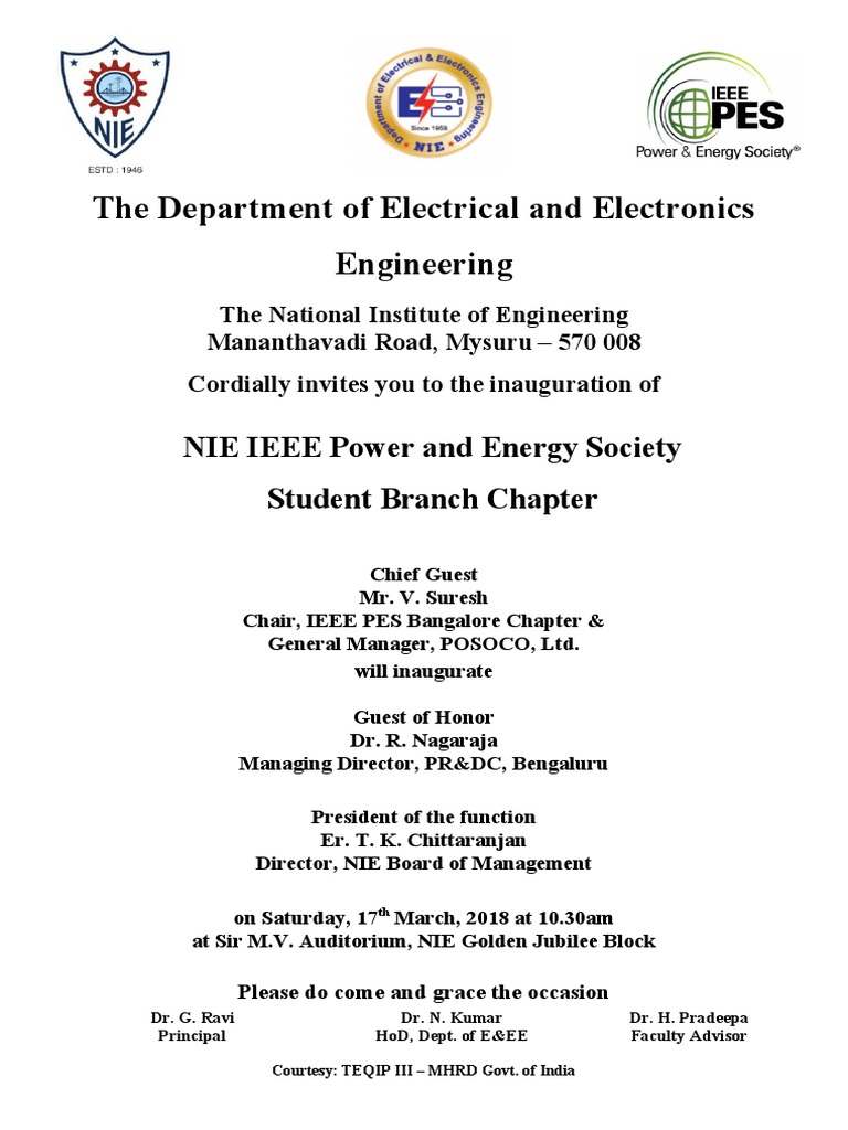 The Department of Electrical and Electronics Engineering: NIE IEEE ...