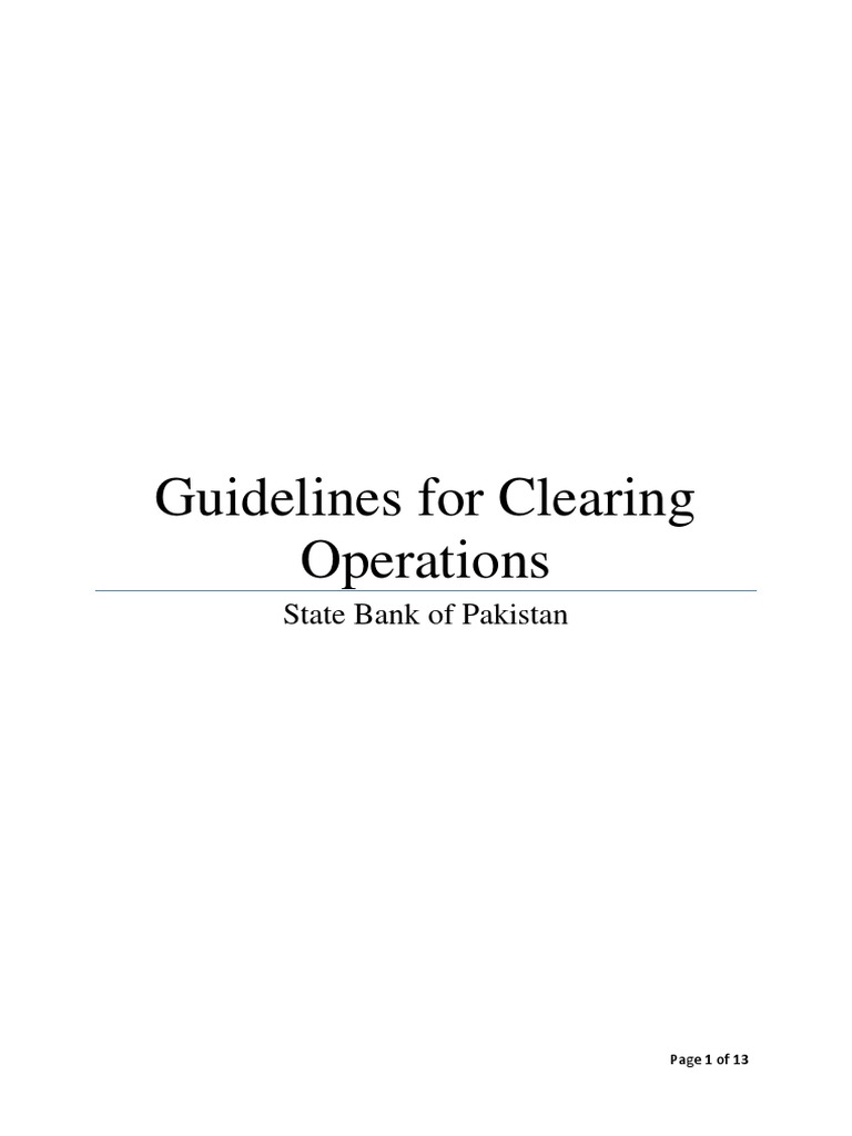 Clearing Operations Guidelines SBP | PDF | Payments | Clearing (Finance)