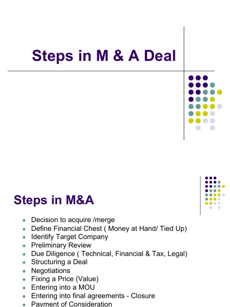 Lec 2 - Steps - in - M - & - A - Deal | PDF | Mergers And Acquisitions ...