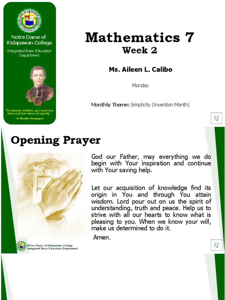 Mathematics 7-Week 2 | PDF | Numbers | Teaching Mathematics