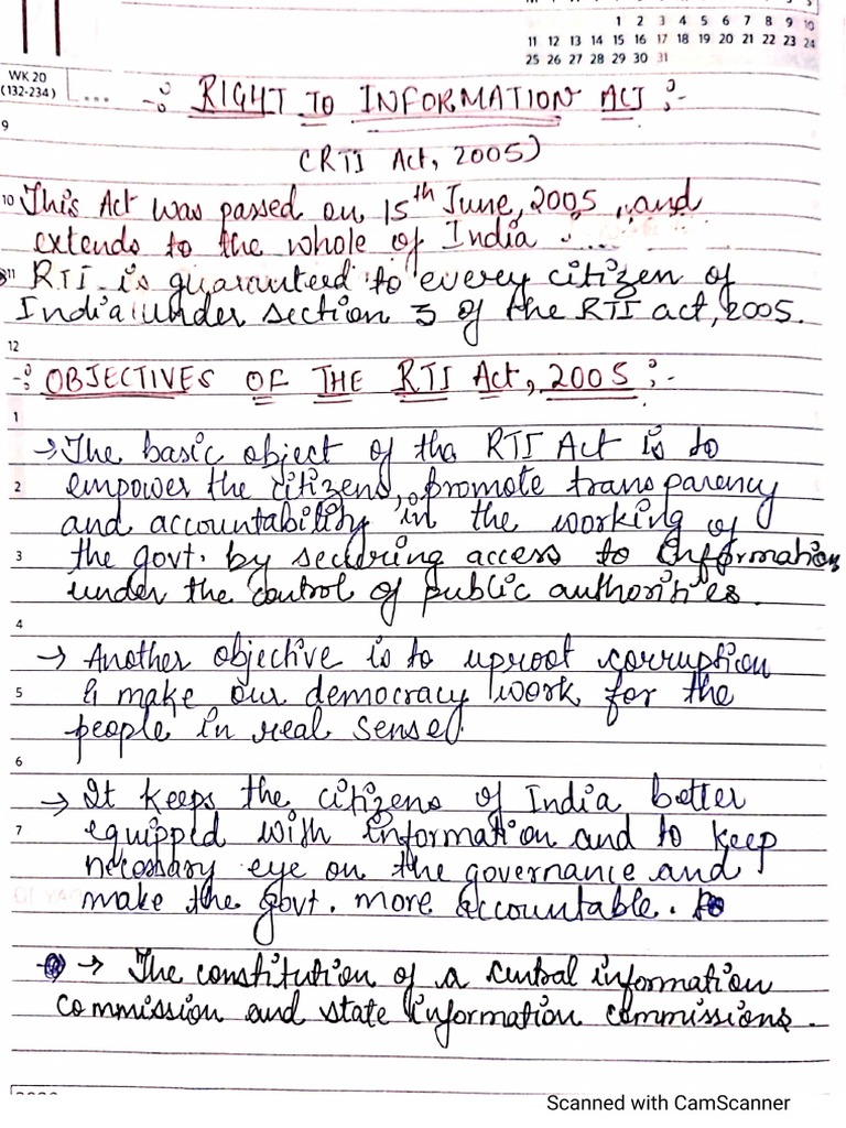 RTI Act Objectives and Definitions 1 PDF | PDF