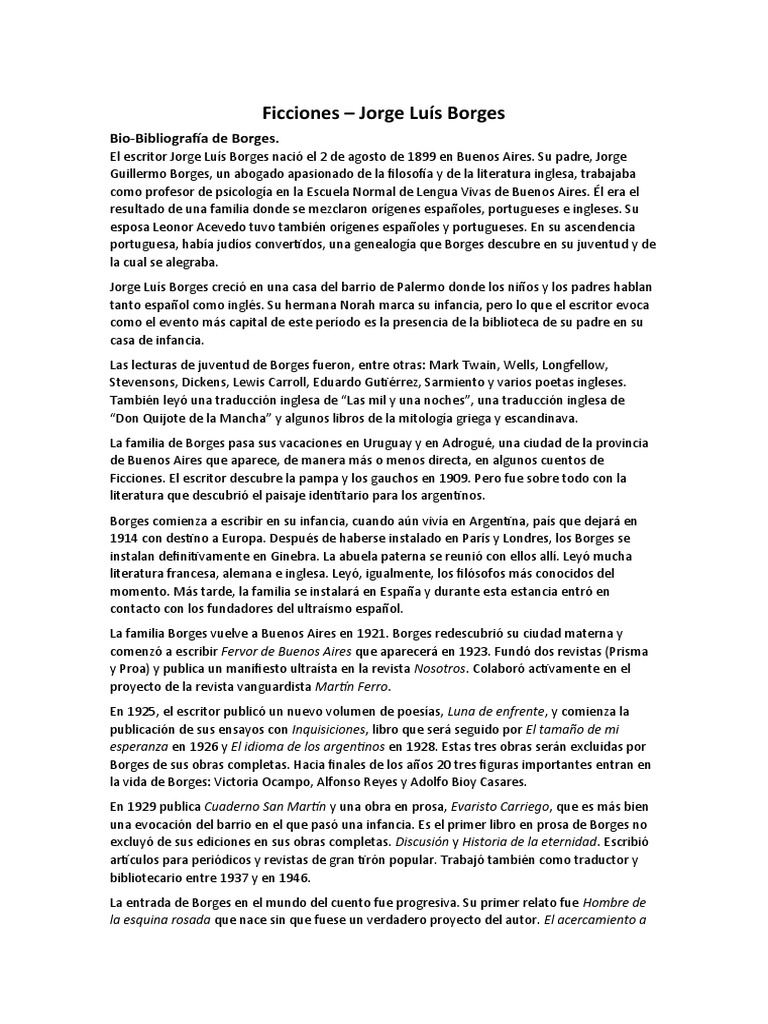 Ficciones Jorge Luis Borges | PDF | Cuentos | Agitación