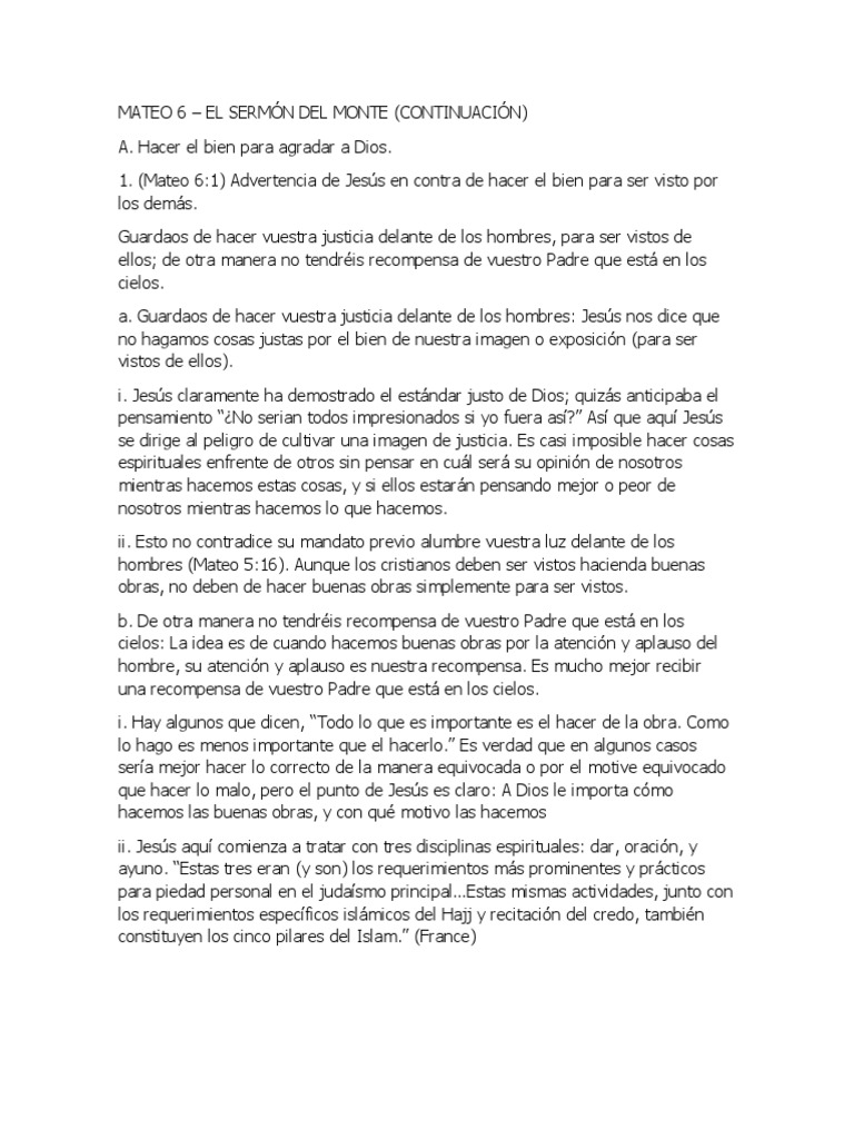 Explicación Mateo 6 2 4 | PDF | Buen trabajo | Jesús