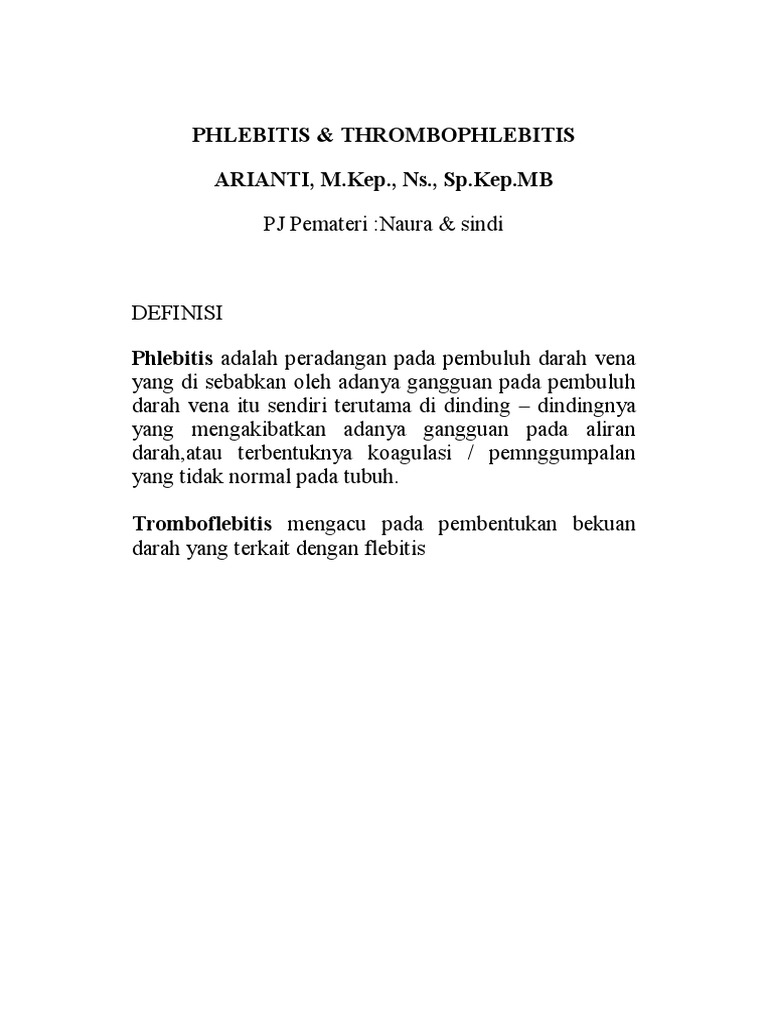PHLEBITIS Dan THROMBOPHLEBITIS | PDF | Sains & Matematika