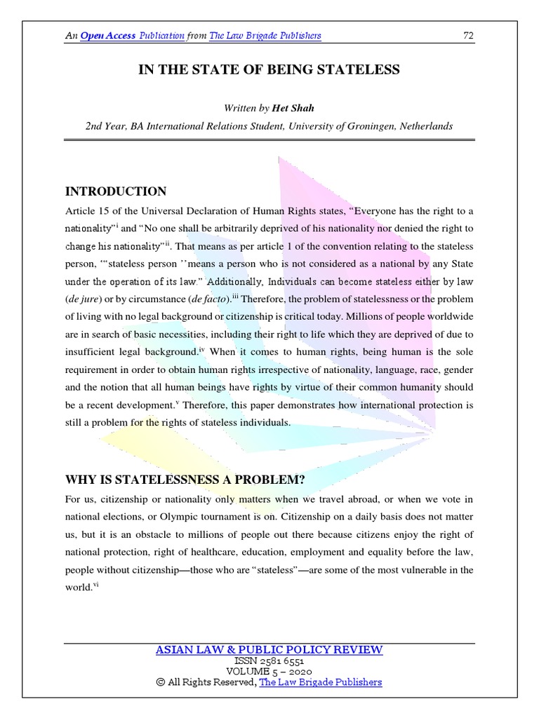 In The State of Being Stateless | PDF | Rohingya People | Nationality