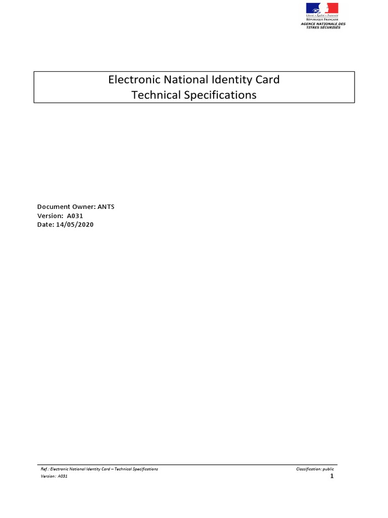 ANTS French Electronic National Identity Card Technical Specifications A031 | PDF | Personal ...