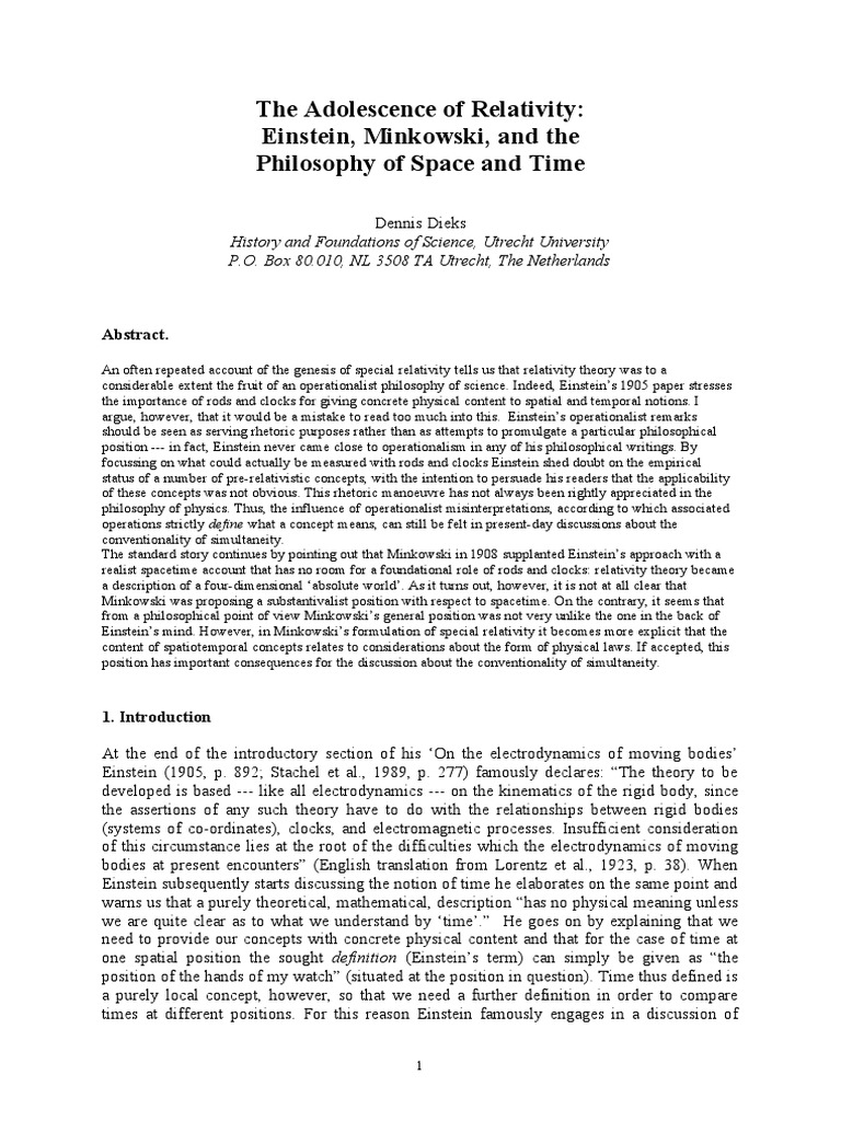 The Adolescence of Relativity: Einstein, Minkowski, and The Philosophy ...
