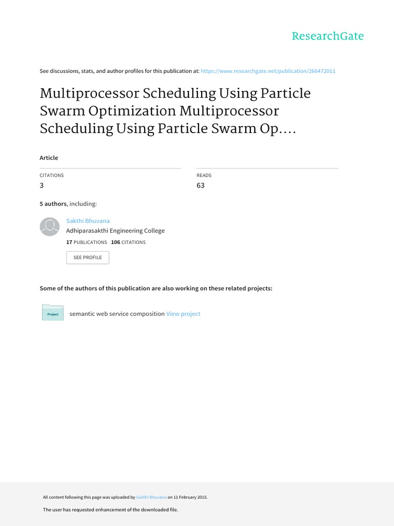 Multiprocessor Scheduling Using Particle Swarm Opt | PDF | Time Complexity | Mathematical ...