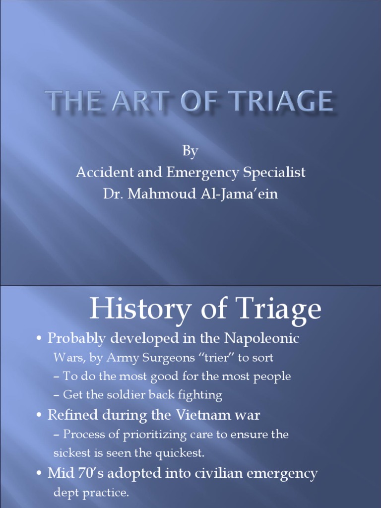A Brief History and Definition of Triage in Emergency Medicine | PDF ...