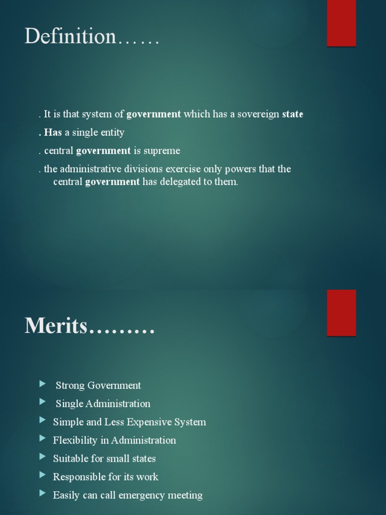 Presentation On Unitary Government | PDF