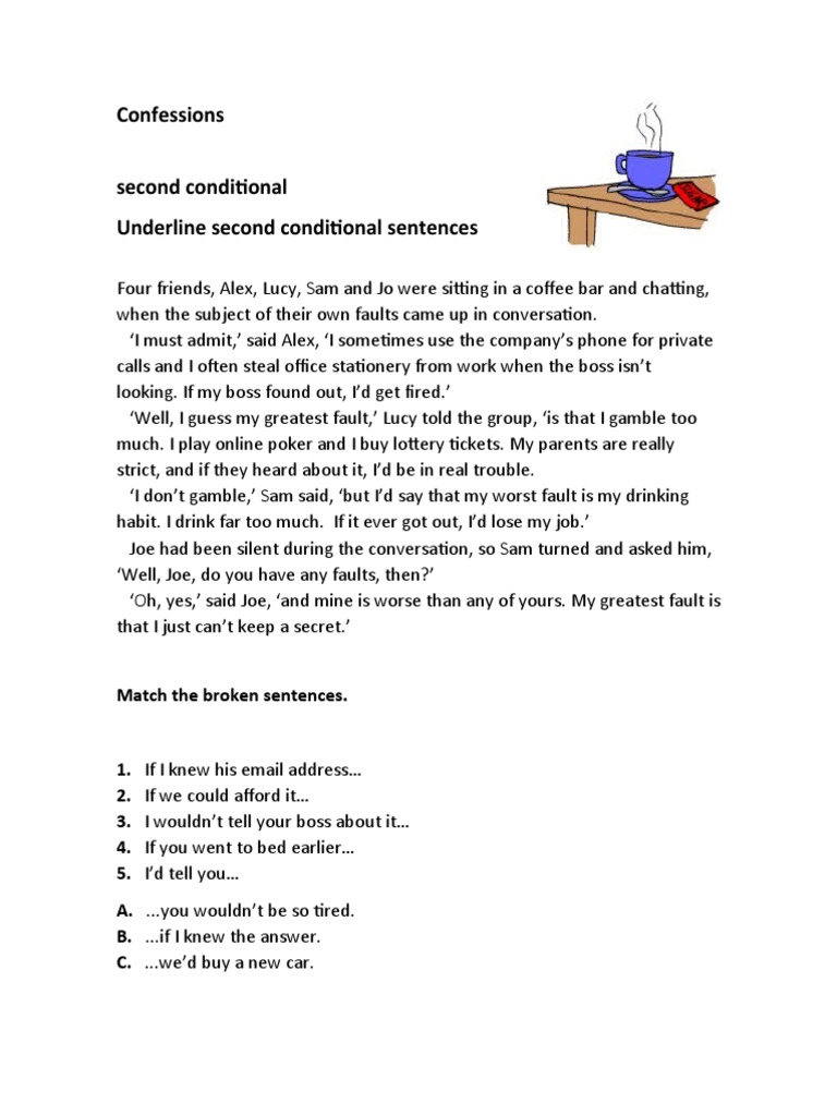 Second Conditional Exercises | PDF | Language Arts & Discipline | Self ...