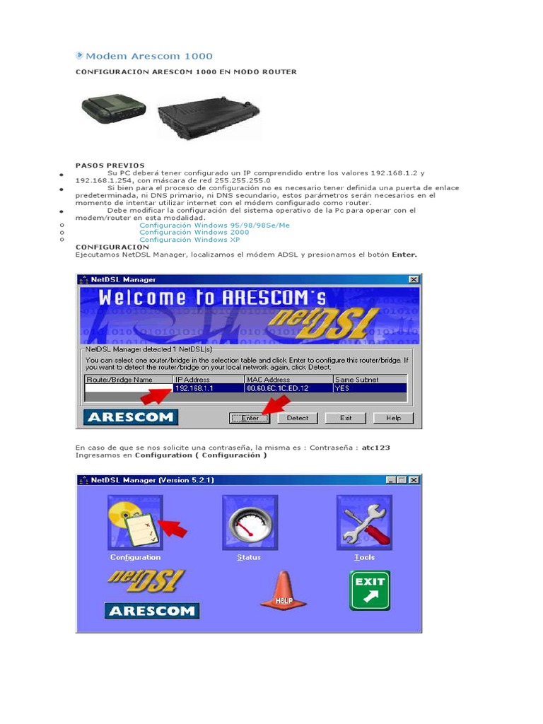Modem Arescom 1000 | PDF | Protocolos de red | Redes de computadoras