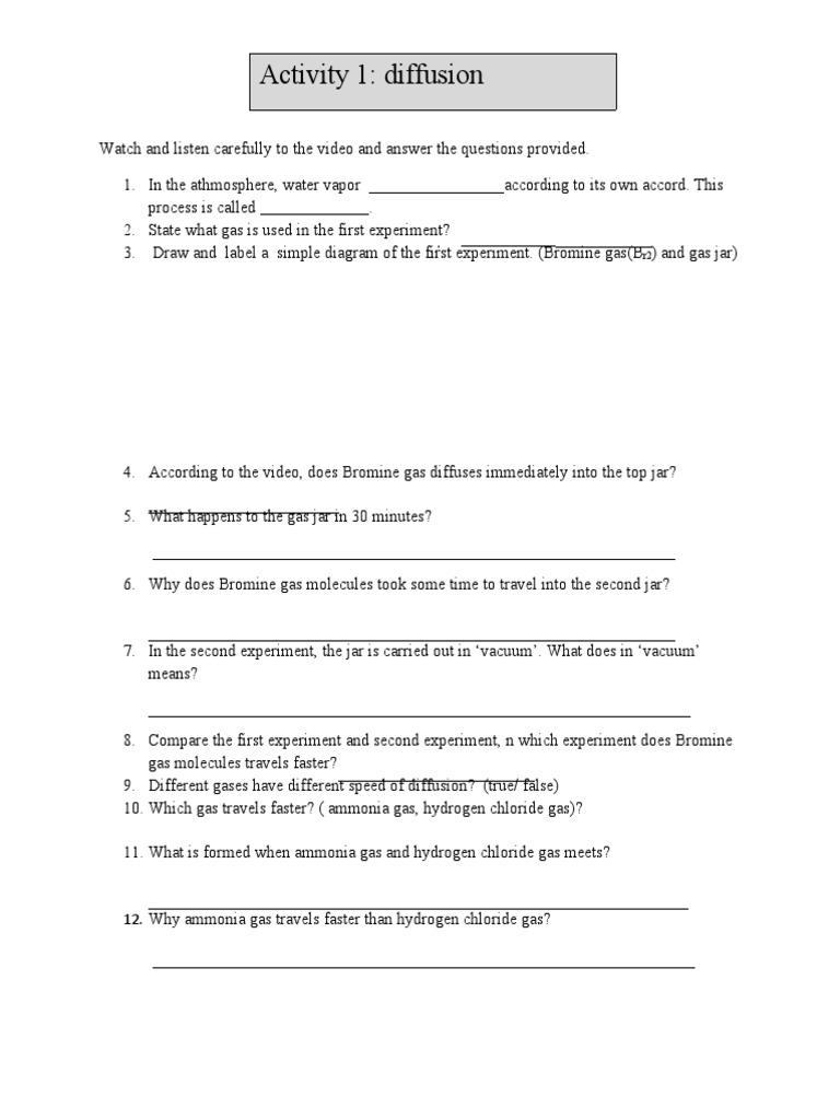 Diffusion Activity | PDF