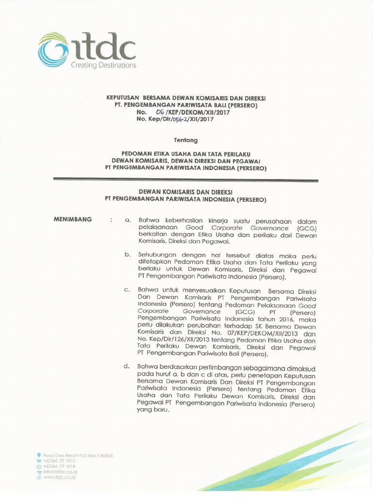 2.1 Pedoman Etika Usaha Dan Perilaku (Code of Conduct-COC) PDF | PDF