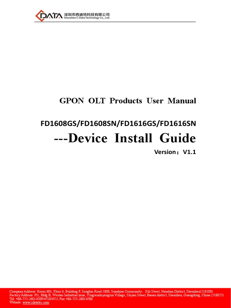 GPON OLT - 16xx - User Manual-Device Install Guide - V1.1 20180615 PDF | Download Free PDF ...