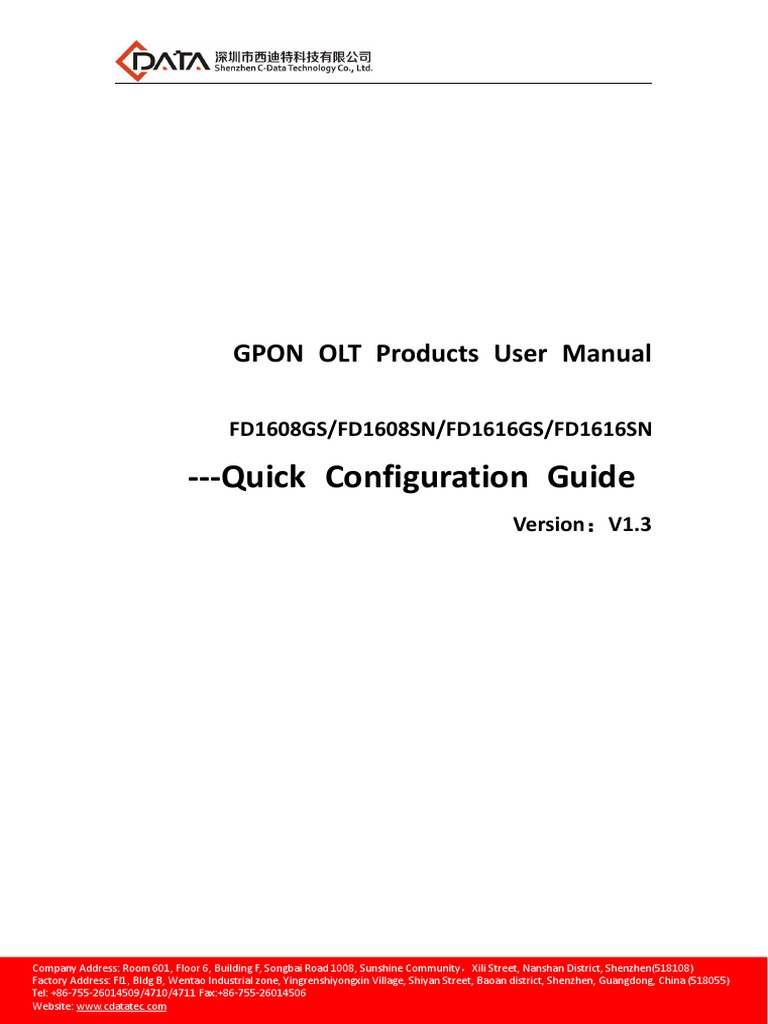 Quick Configuration Guide: GPON OLT Products User Manual | PDF | File Transfer Protocol ...