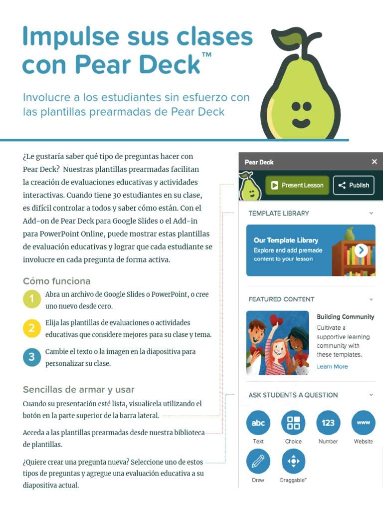 Power+Lessons+with+Pear+Deck Spanish+MX | PDF | Microsoft PowerPoint ...