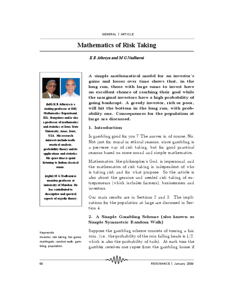 Maths of Risk Taking | PDF | Probability Theory | Probability And ...