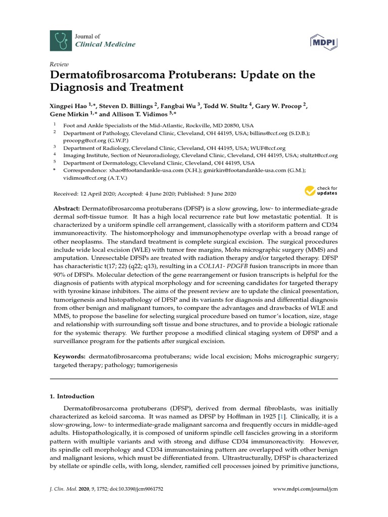 Dermatofibrosarcoma Protuberans: Update On The Diagnosis and Treatment | PDF | Magnetic ...