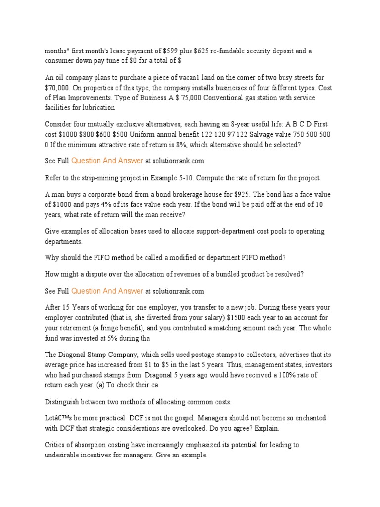 Question and Answer - 20 | PDF | Cost Accounting | Capital Budgeting