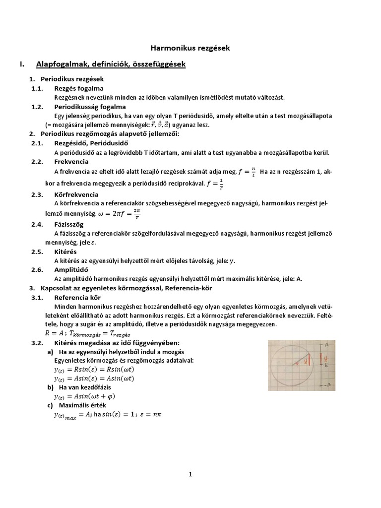 Harmonikus Rezgések PDF | PDF