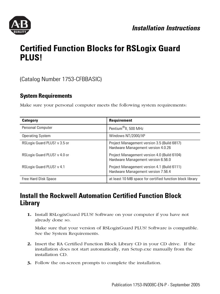 Certified Function Blocks For RSLogix Guard | PDF | Operating System ...