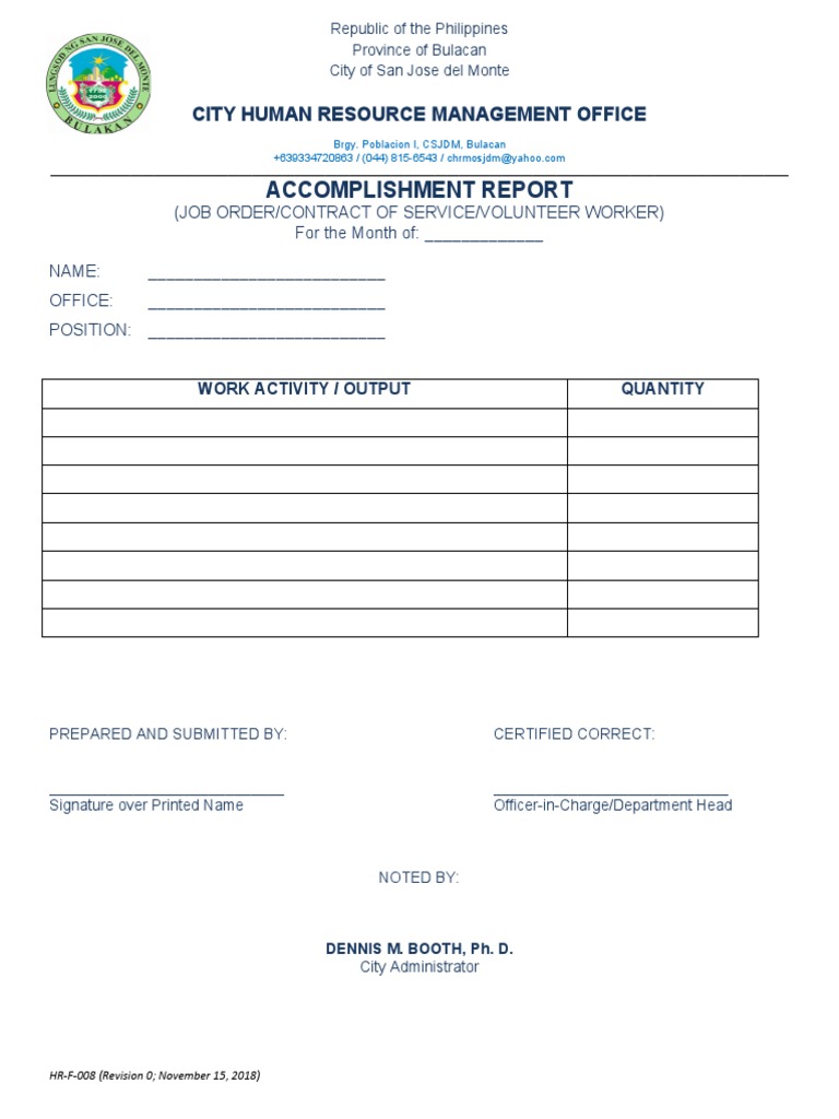 Accomplishment Report: City Human Resource Management Office | PDF