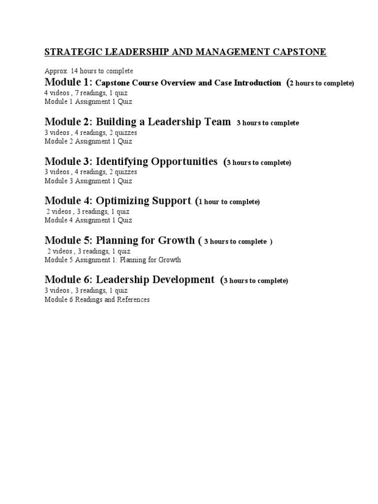 Strategic Leadership and Management Capstone | PDF