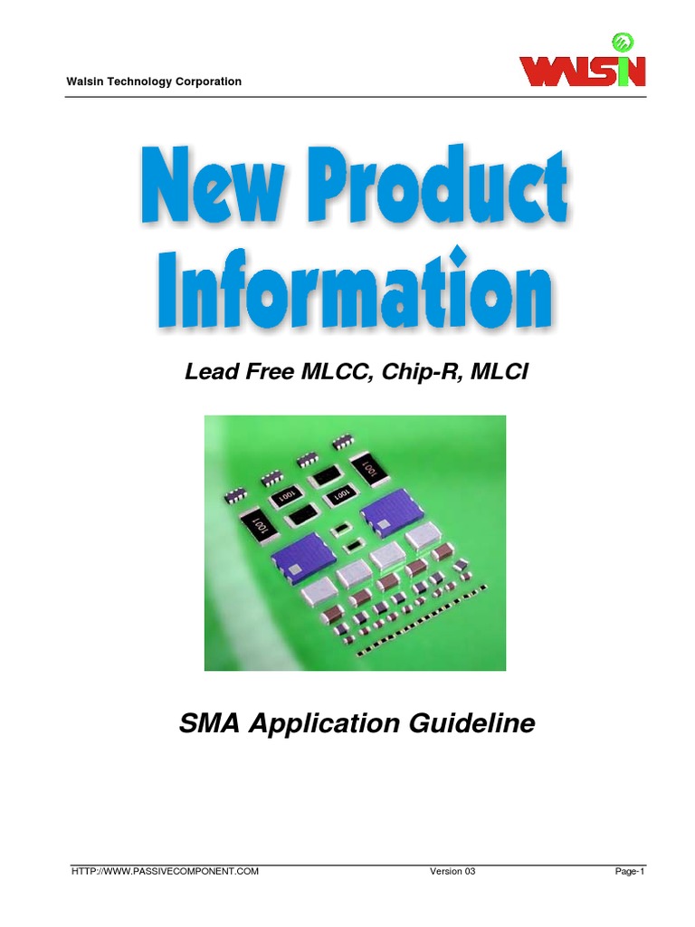 SMA Application Guideline: Lead Free MLCC, Chip-R, MLCI | PDF | Solder ...