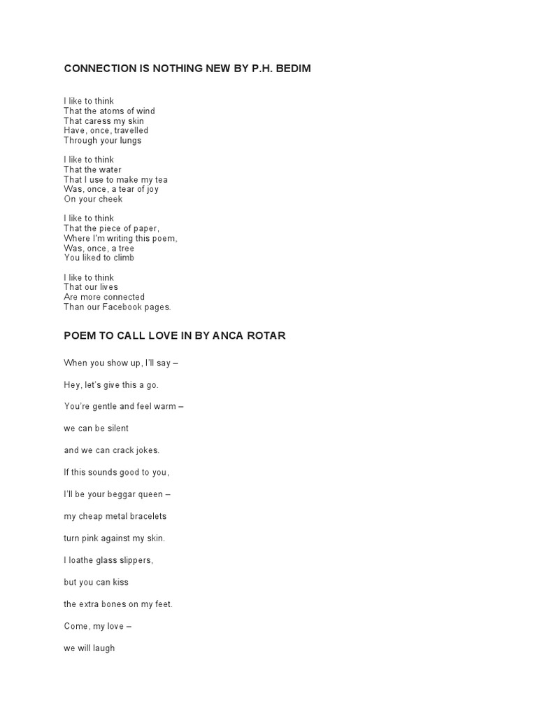 Connection and Love in Poetry | PDF