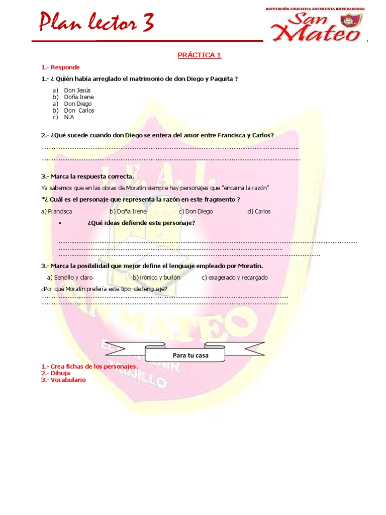 Práctica - El Sí de Las Niñas | PDF | Estudios de idiomas extranjeros ...