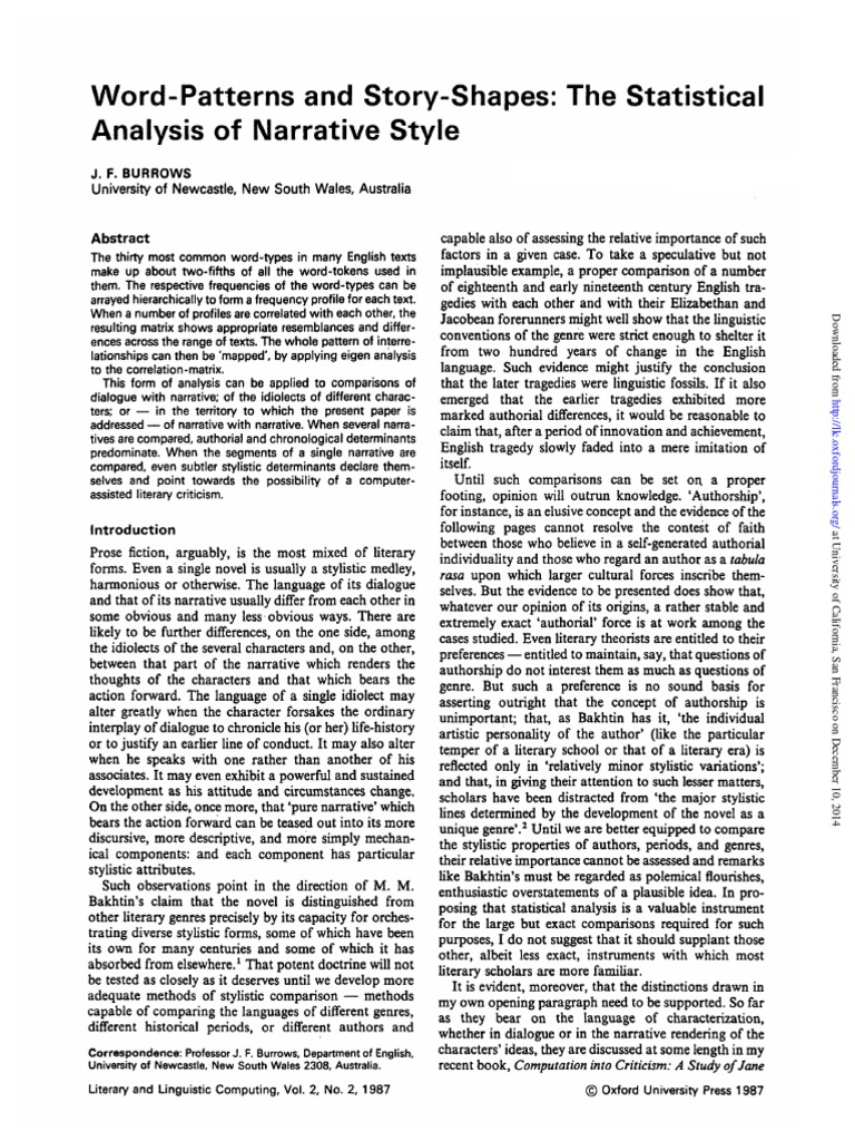 Word-Patterns and Story-Shapes: The Statistical Analysis of Narrative ...