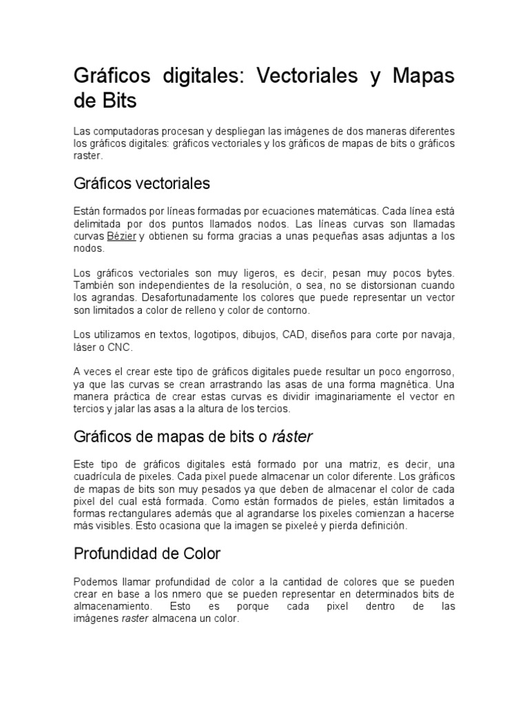 7 Tipos de Gráficos Mapa de Bits y Vectoriales | PDF | Píxel | Diseño ...