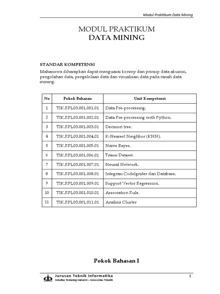 Modul Data Mining | PDF